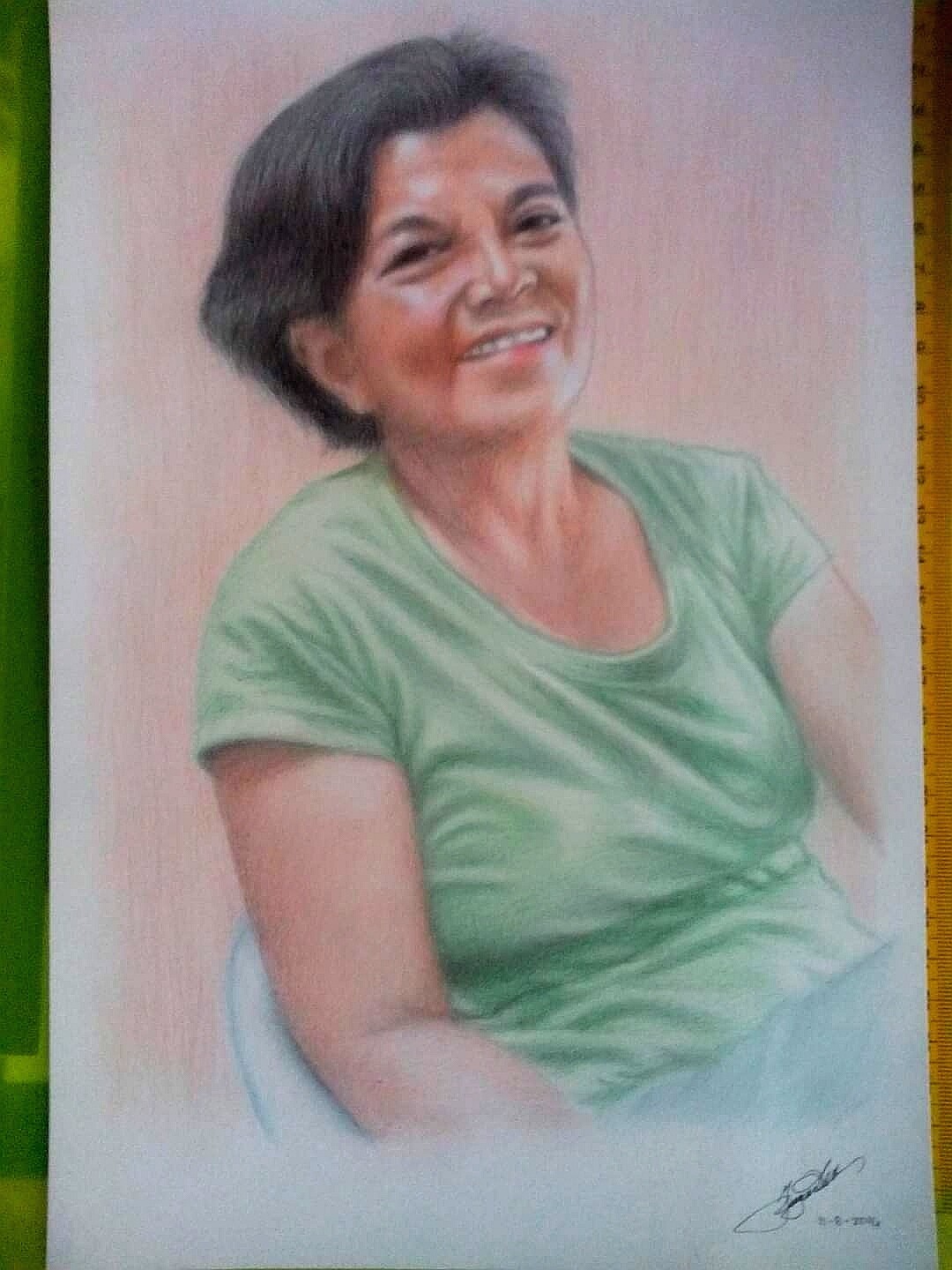 ArtStation - colored pencil drawing of my Mother