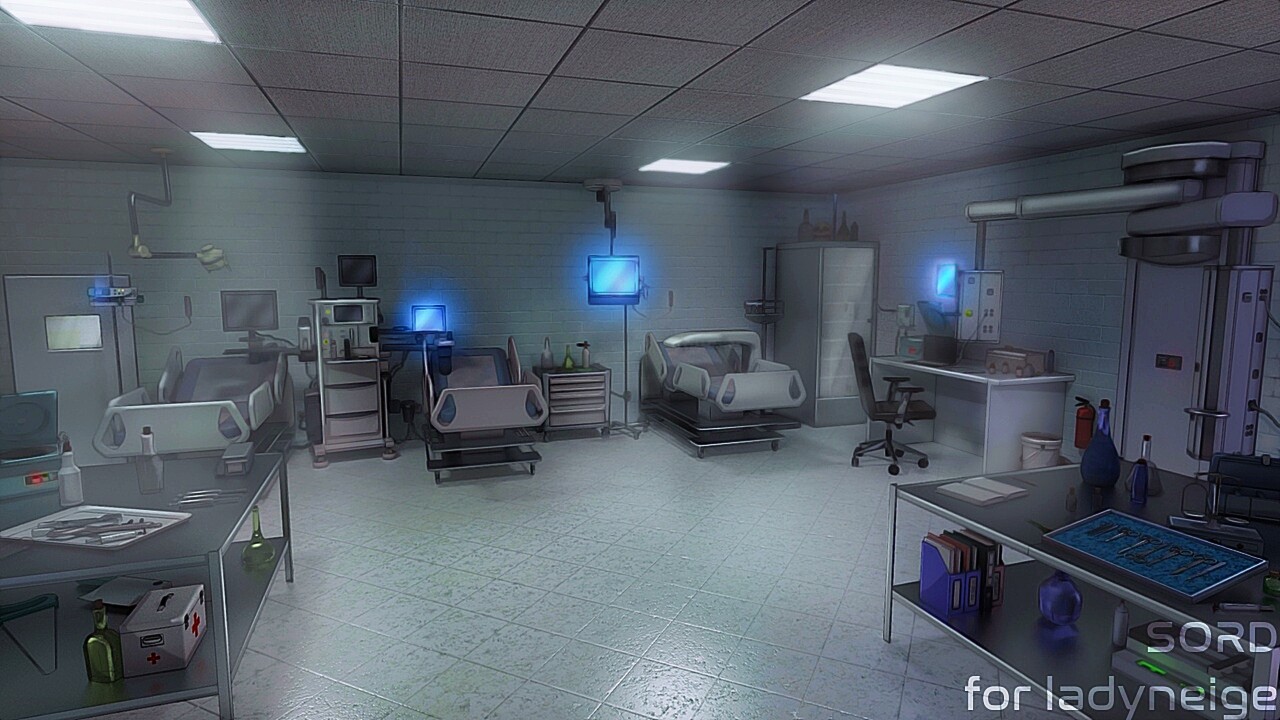 ArtStation - Visual Novel Background - Medical Basement (commission)