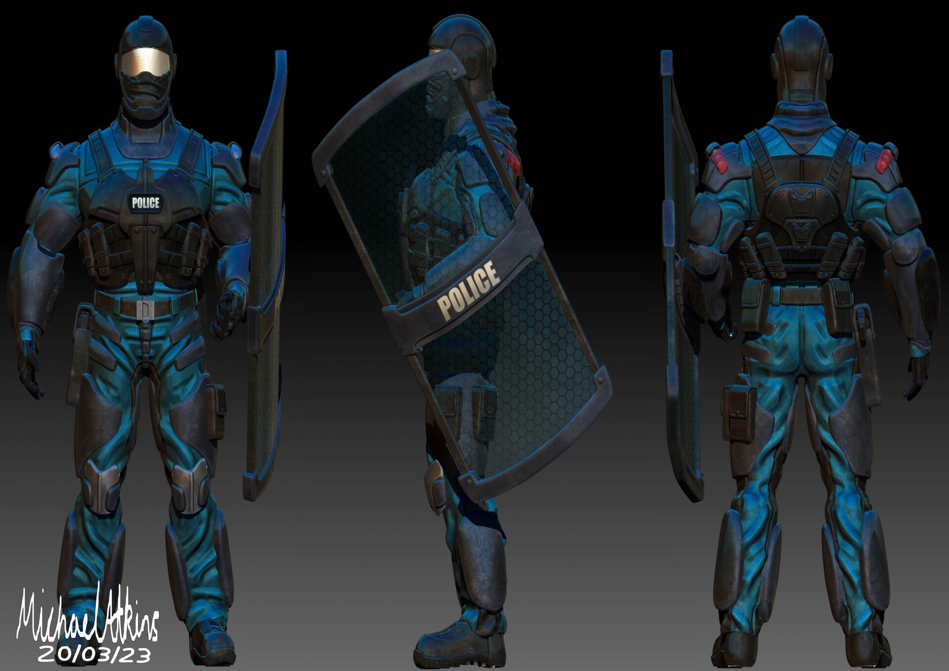 ArtStation - Michael Atkins 3D Futuristic SWAT Officer Character Sheet