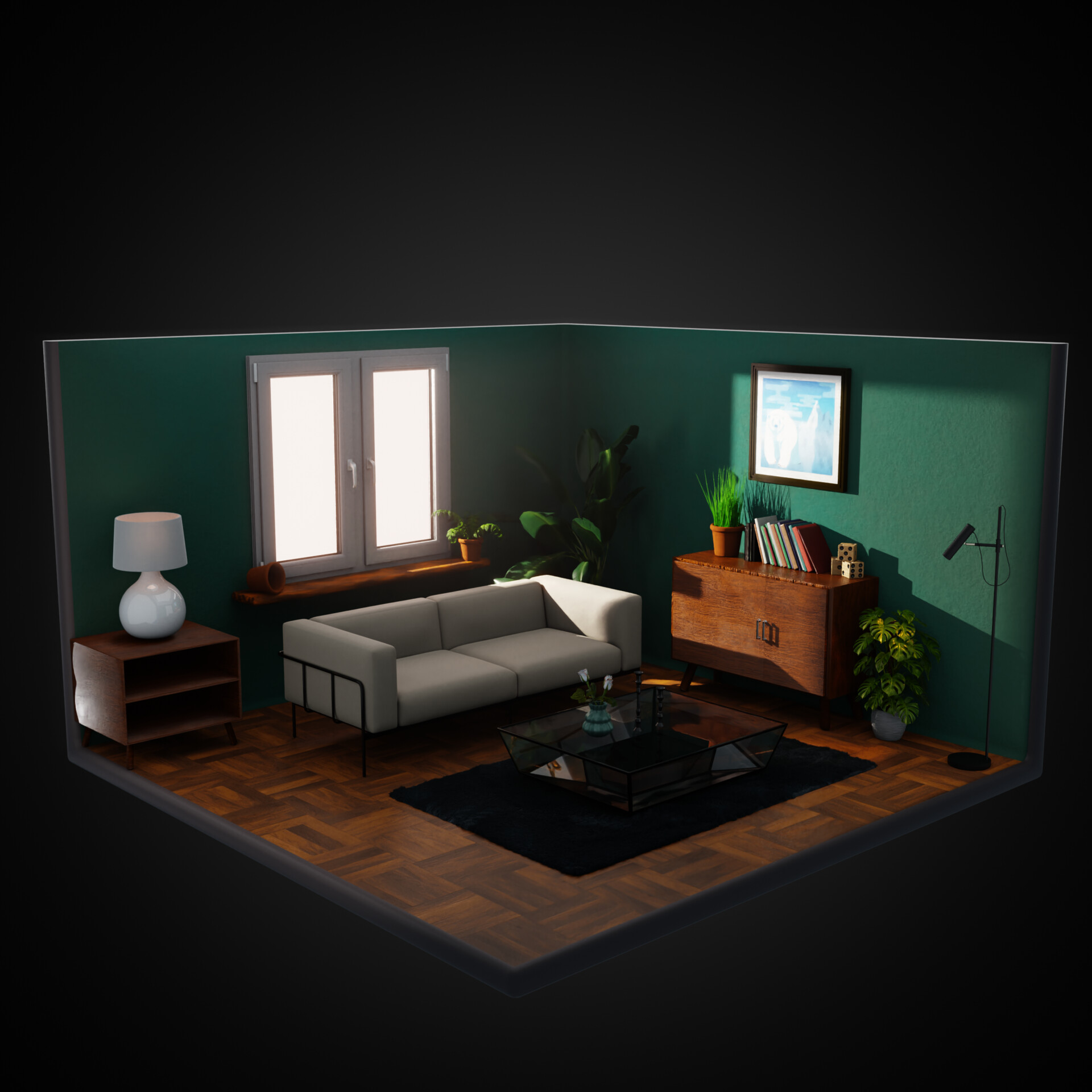 ArtStation - Living Room (Isometric) - Blender