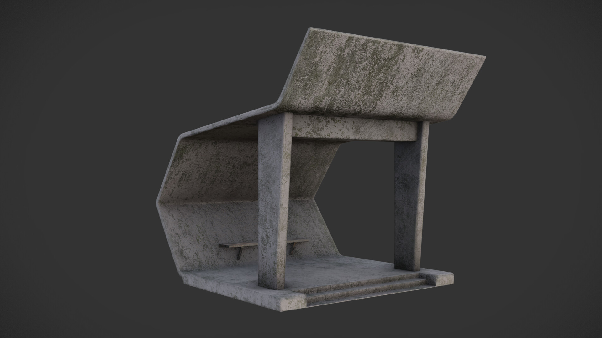 ArtStation - Soviet Concrete Bus Stop (Game-ready)