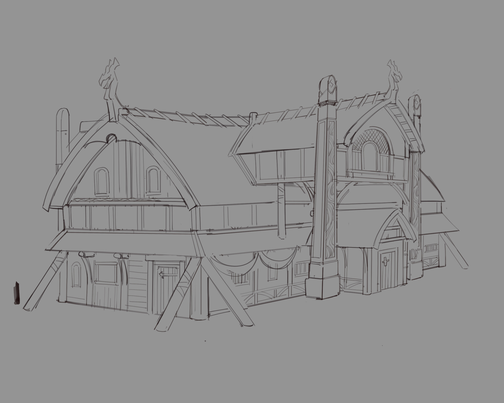 ArtStation - viking house drawing