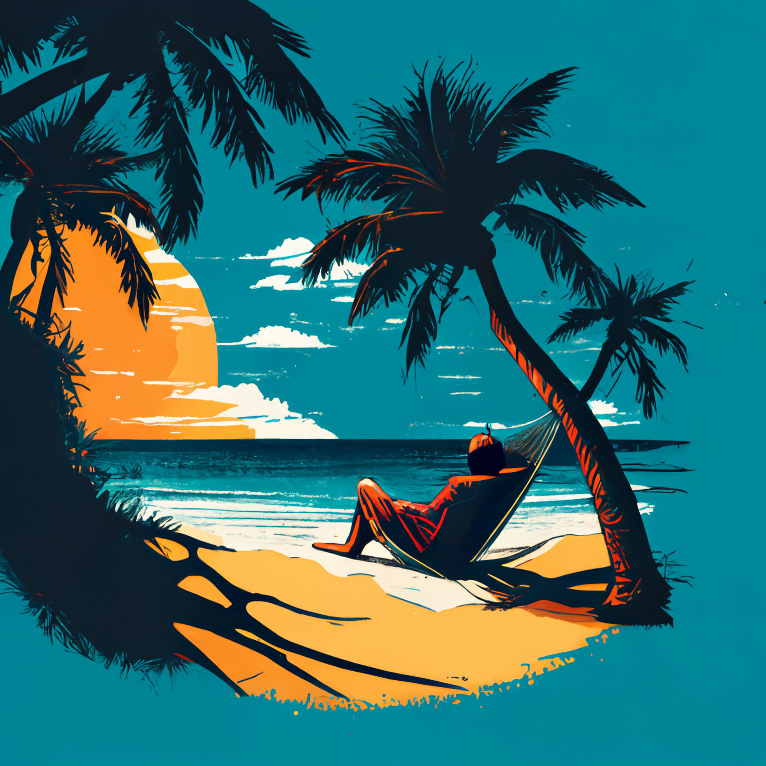 Palm Trees Beach Drawing