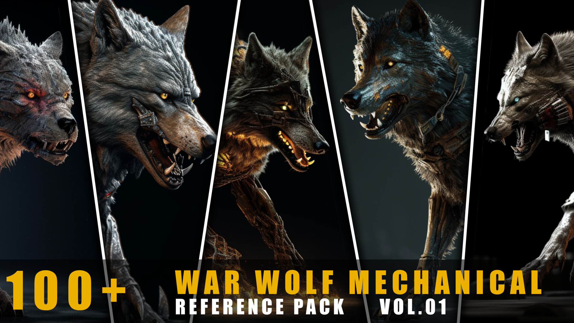 WaterLaw's Studio - 100+ War Wolf Mechanical - References Pack | Vol.01