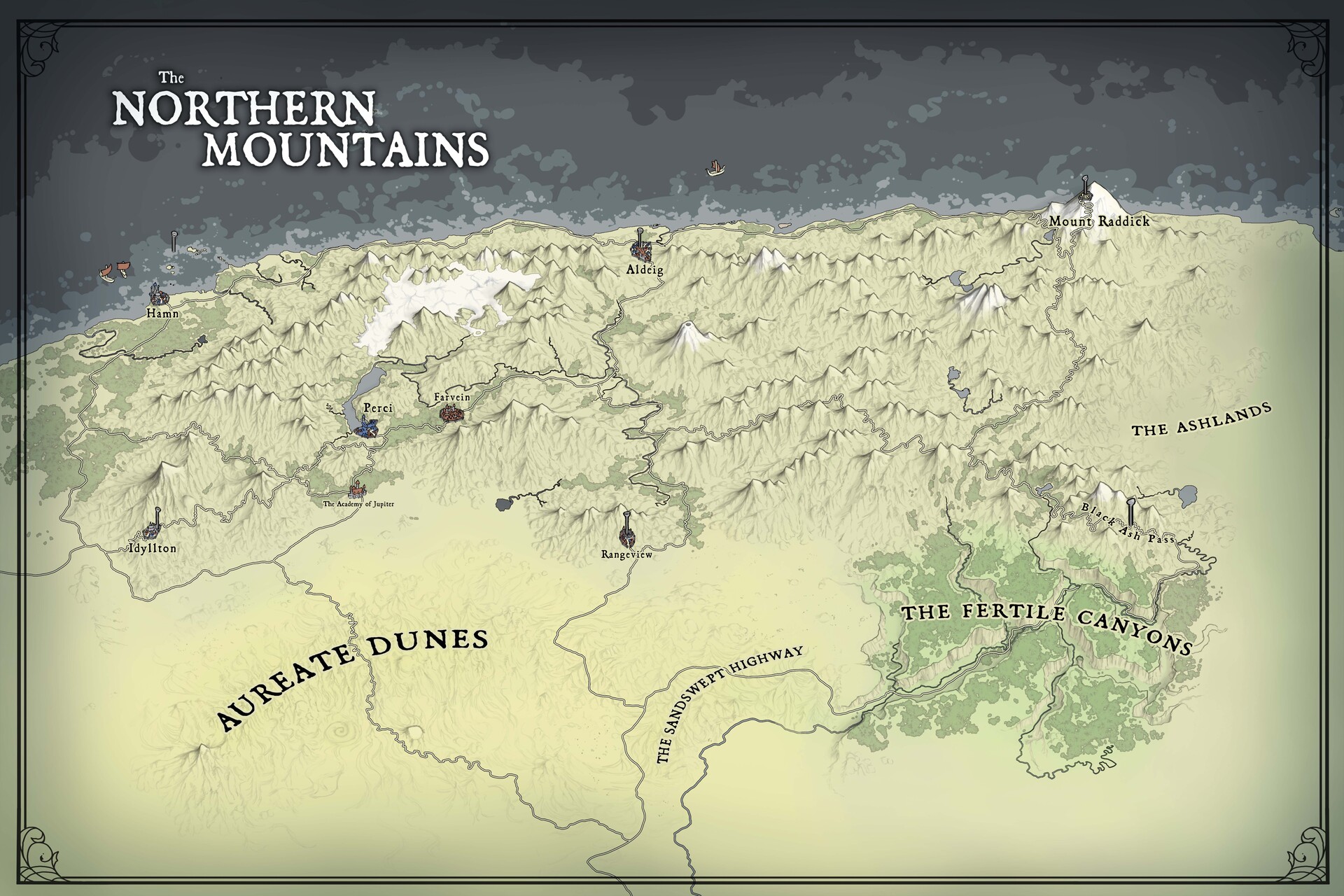 ArtStation - The Northern Mountains Region Map Commission
