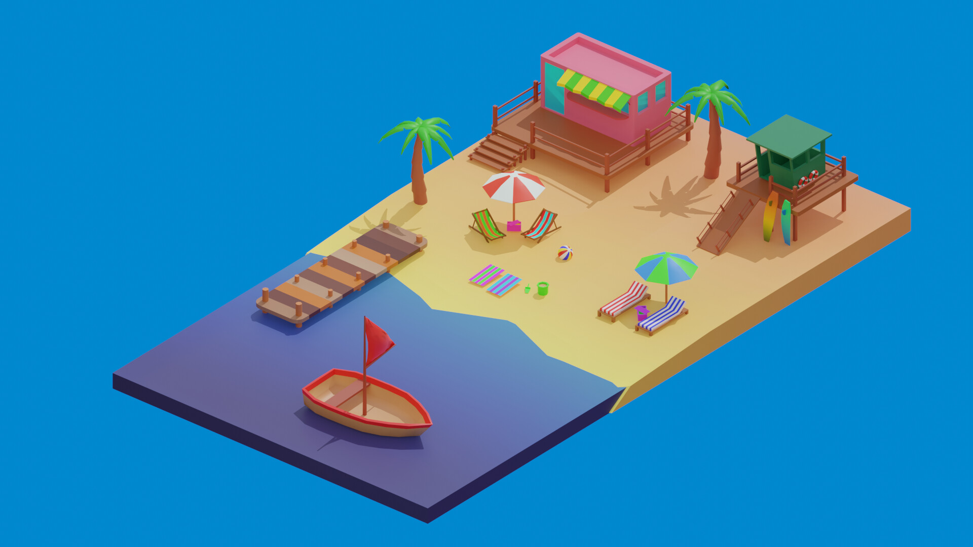 ArtStation - 3D isometric beach