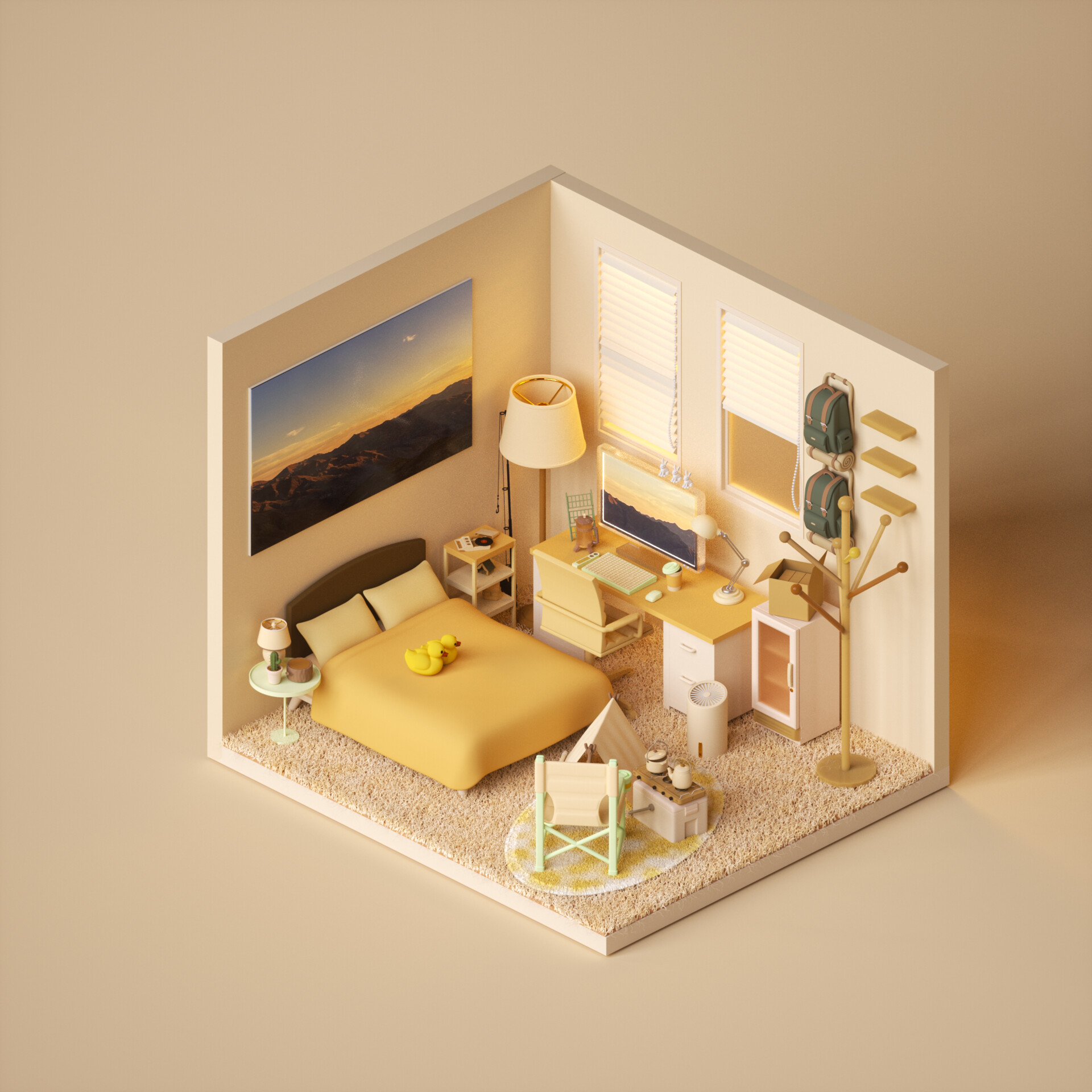 ArtStation - Small Room Day & Night