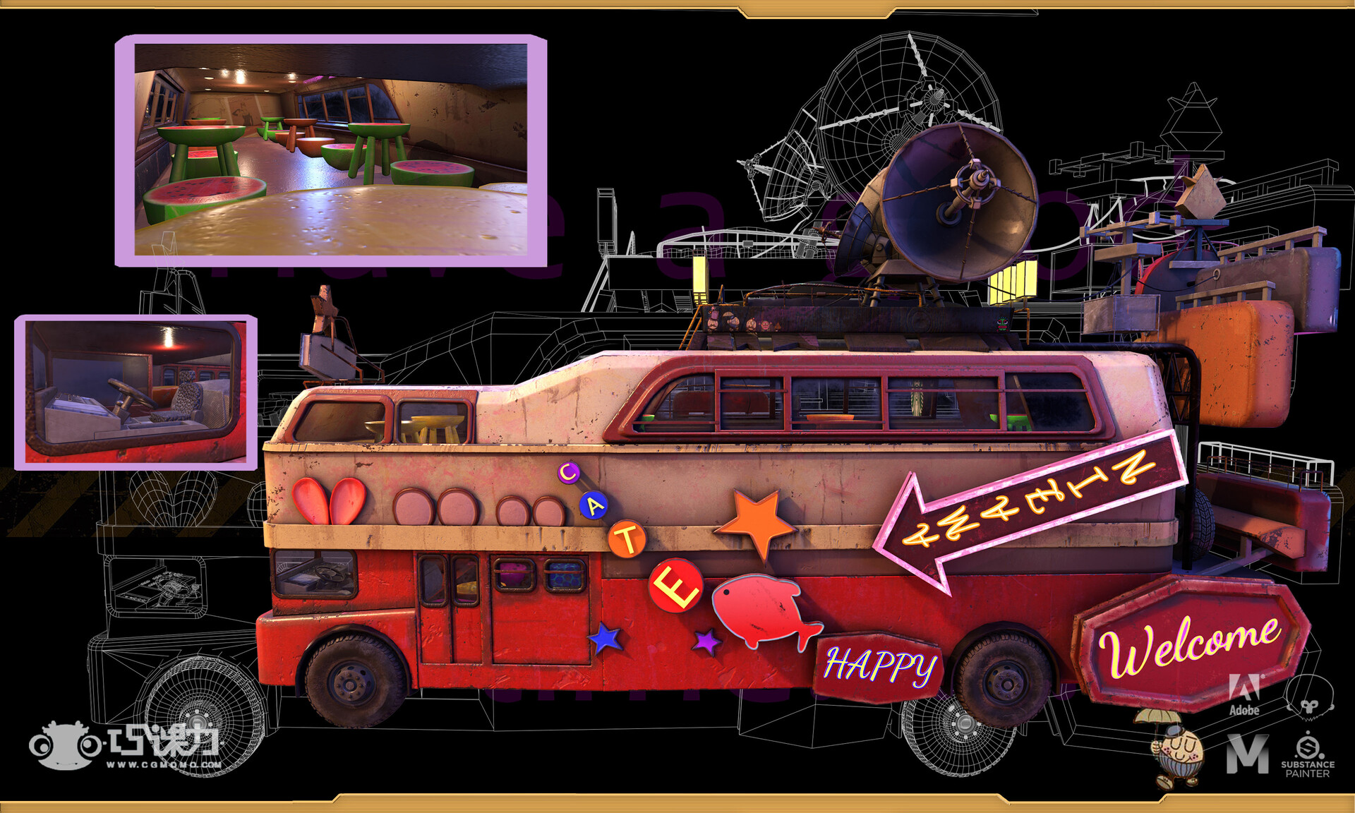 巧课力 CGmomo - 【学生作品】张文霞 --《Happy dining hall》