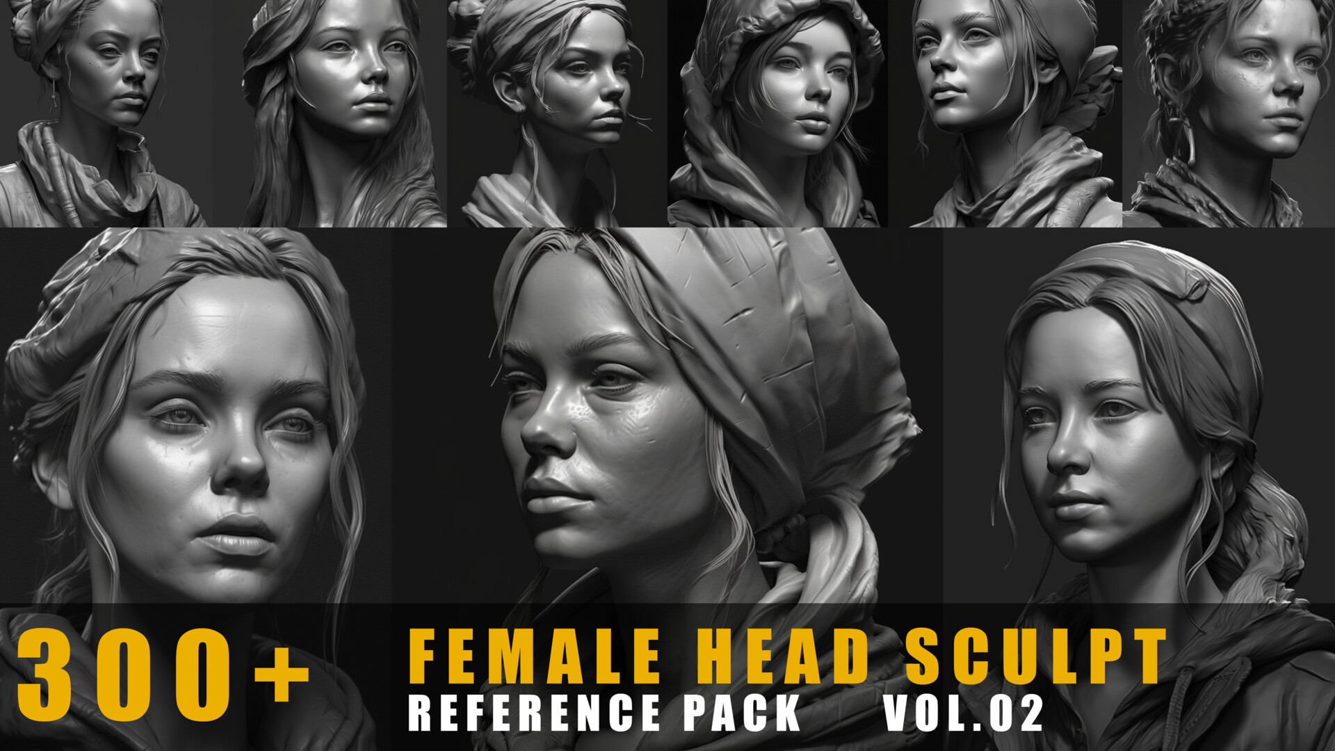 WaterLaw's Studio - 300+ Female Head Sculpt - References Pack | Vol.02