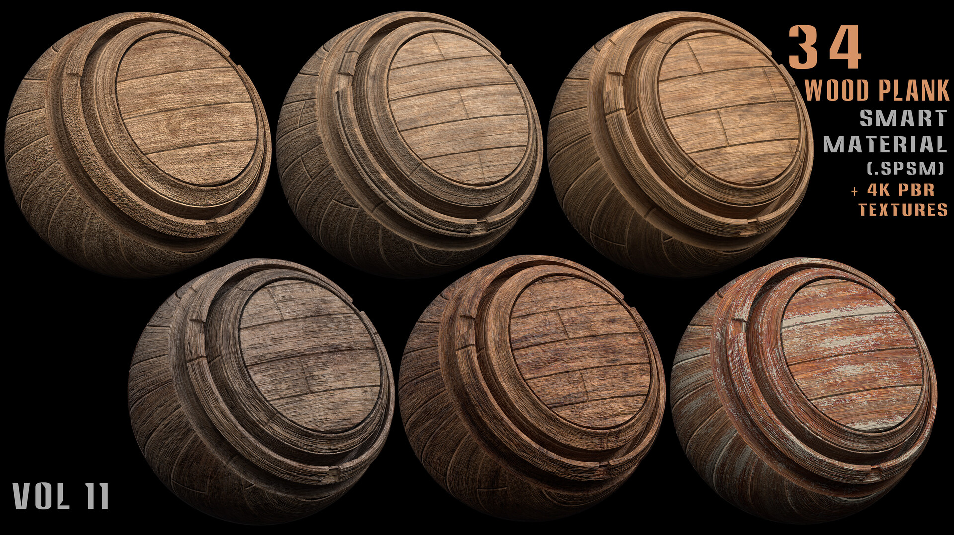 Mona Ghafourian - 34 Wood plank smart material + 4k PBR textures - Vol 11