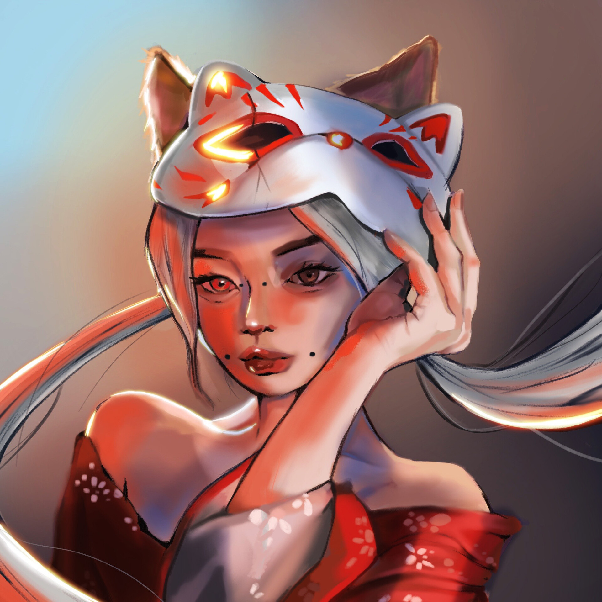 ArtStation - Personal art/ Kitsune Fox mask concept art