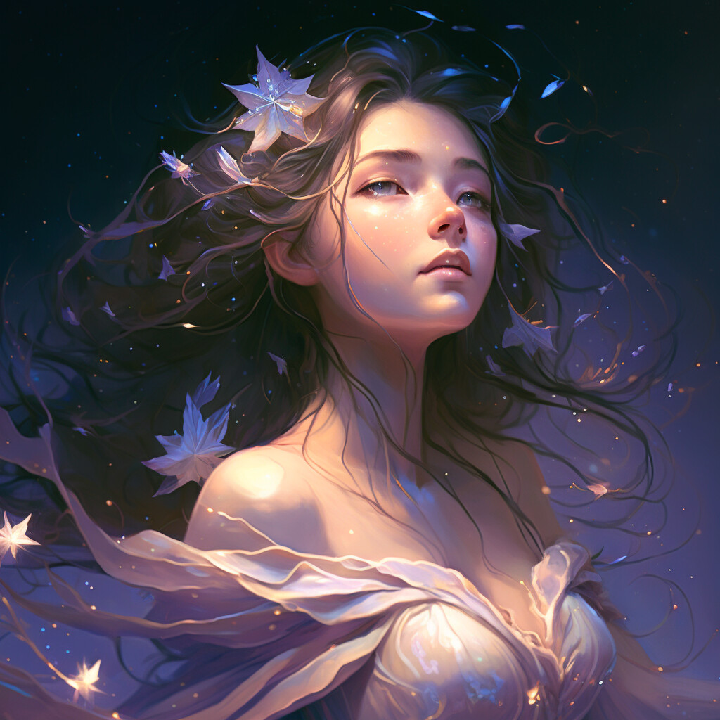 ArtStation - Stellar Enchantress: The Celestial Goddess in a Flowing Gown 2