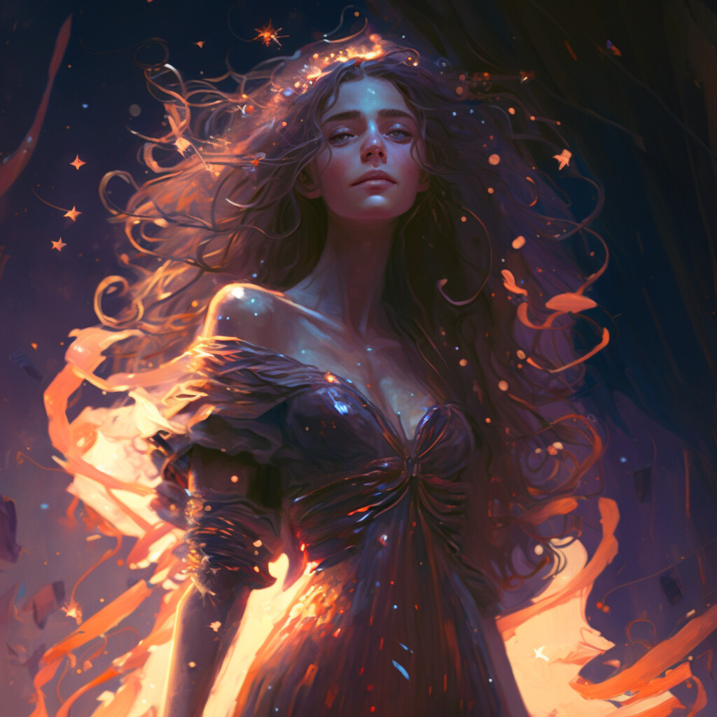 ArtStation - Stellar Enchantress: The Celestial Goddess in a Flowing Gown 3