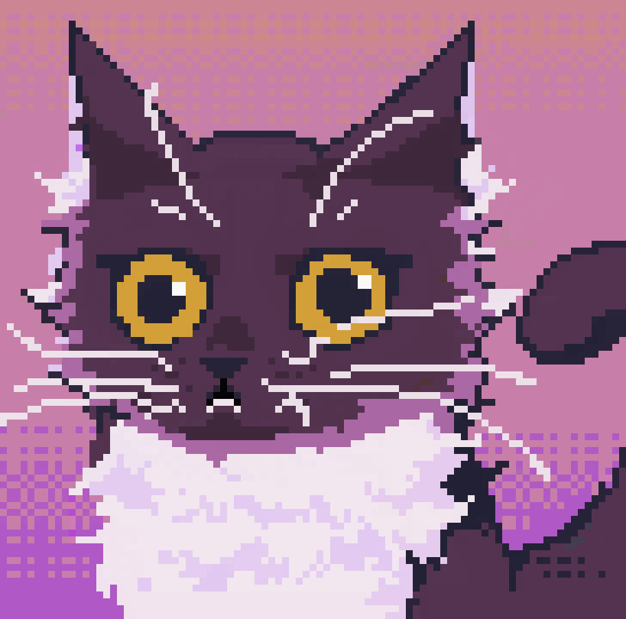 ArtStation - A black and white cat