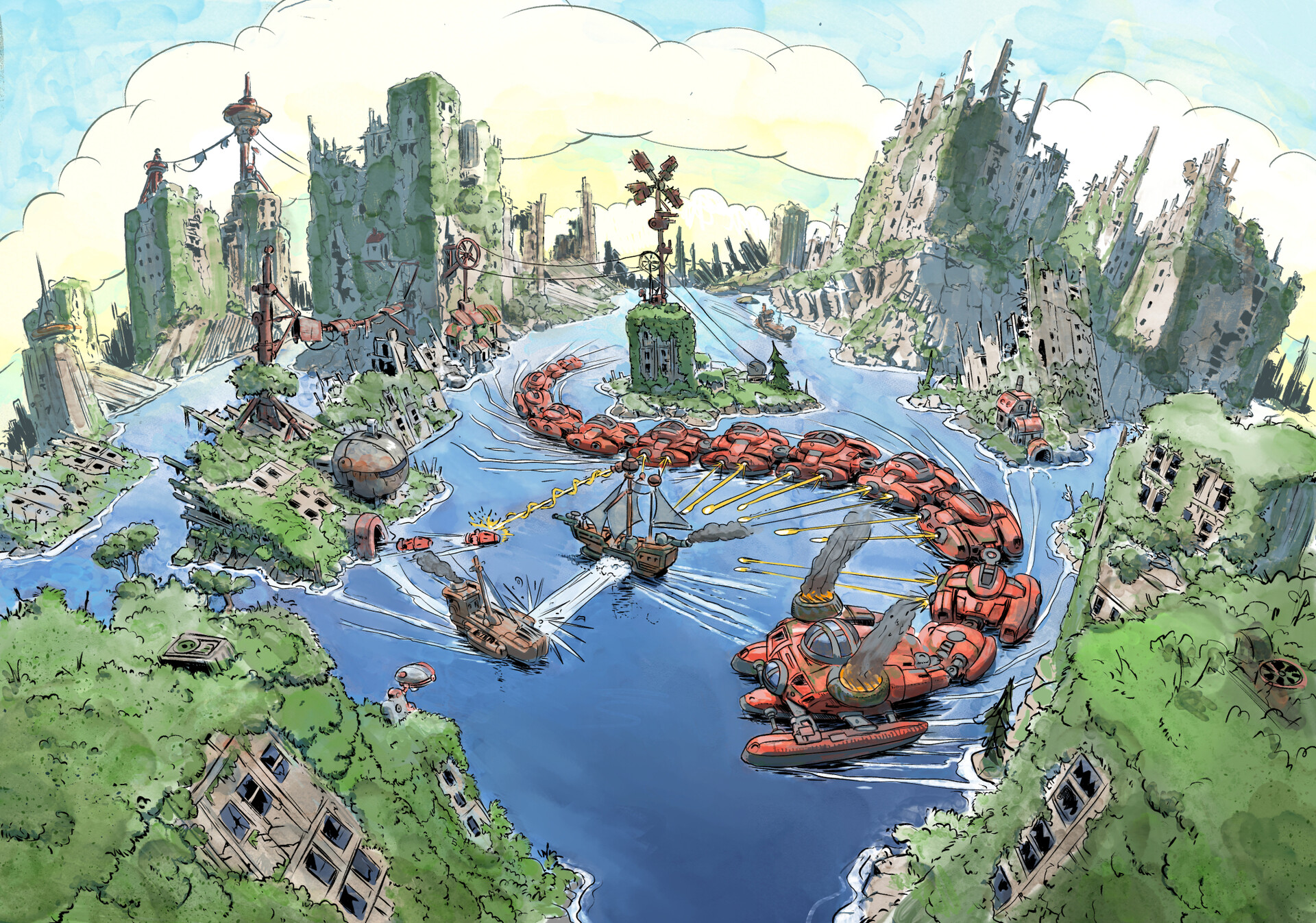 ArtStation - Postapocalyptic open world SHMUP Game - Concept Idea