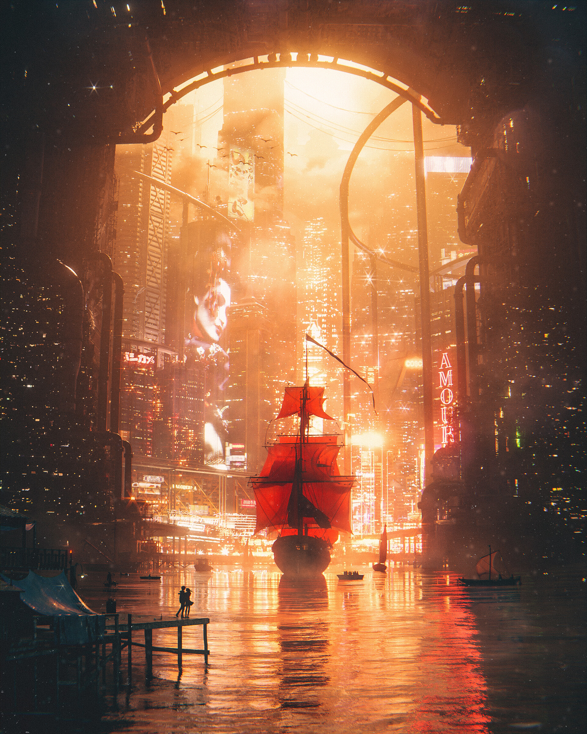 ArtStation - 042//SUNSET AT THE HARBOR