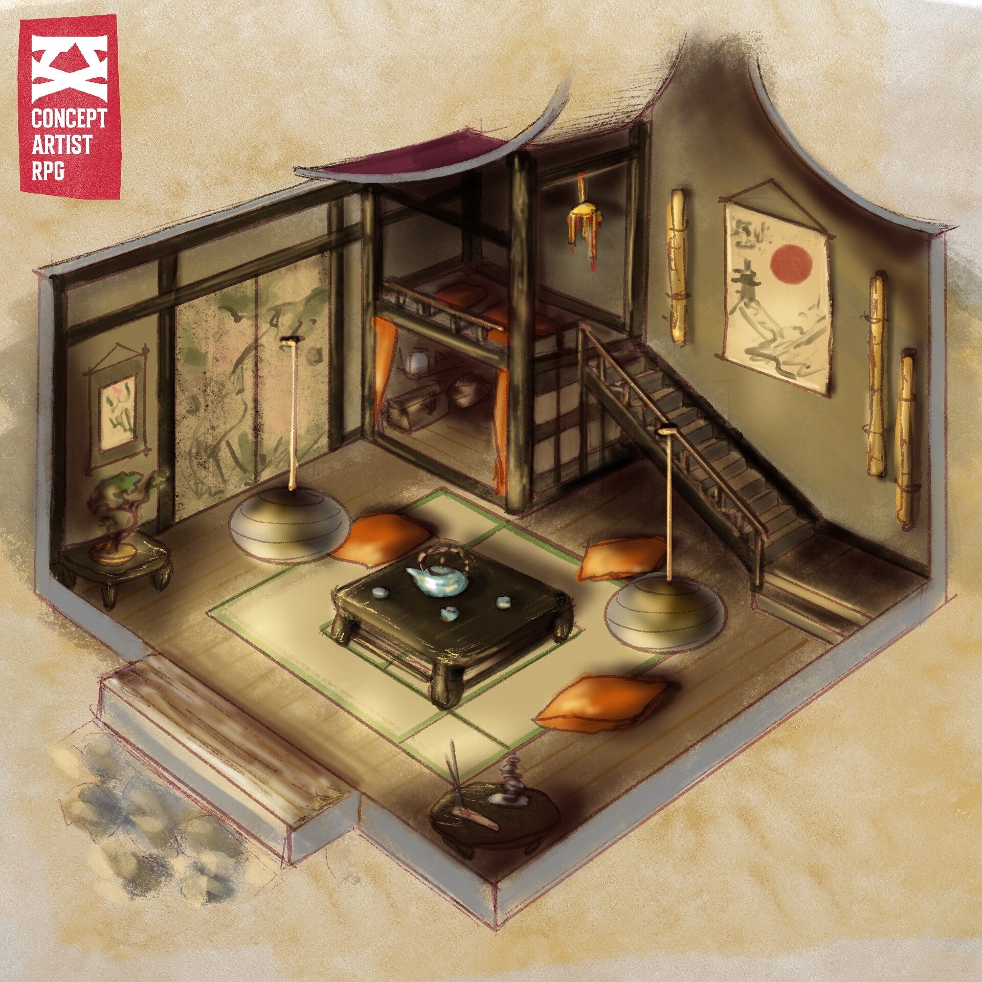 ArtStation - Room of the main character for the art marathon CARPG 9