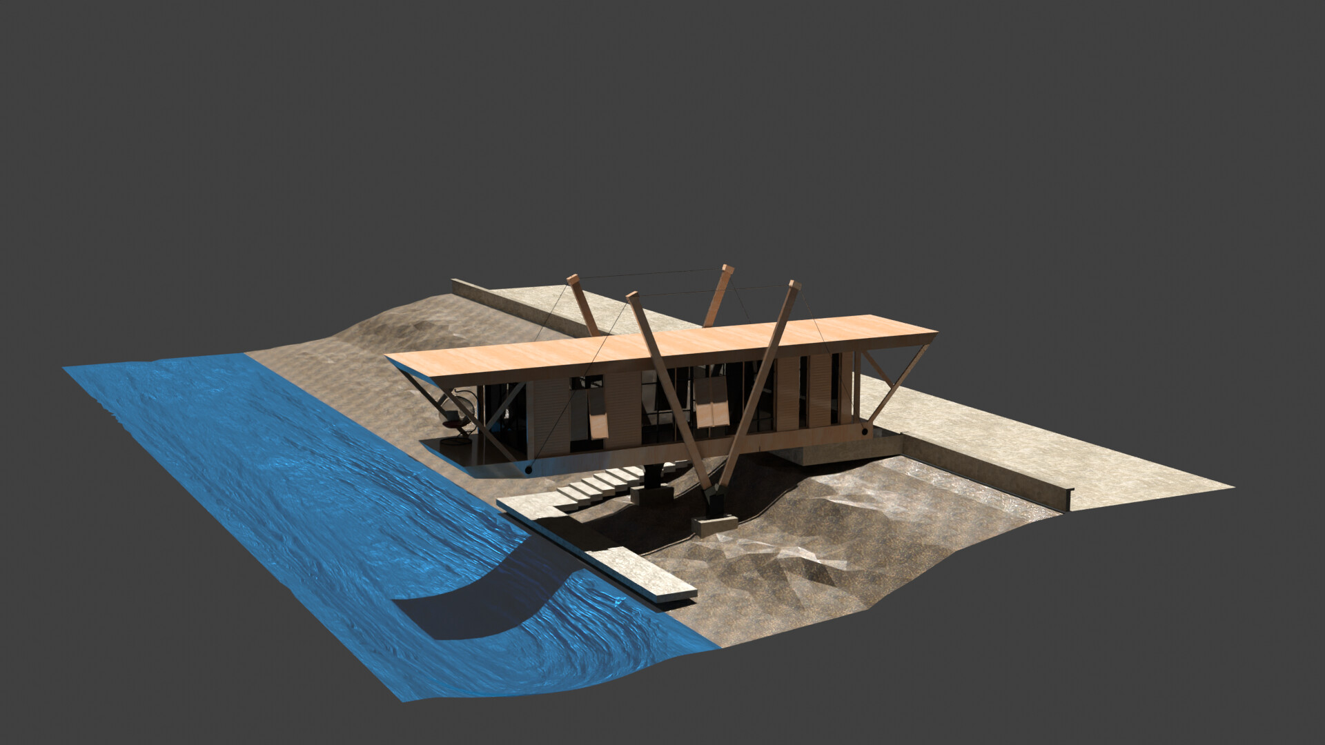 ArtStation - Blender: House by the River Model