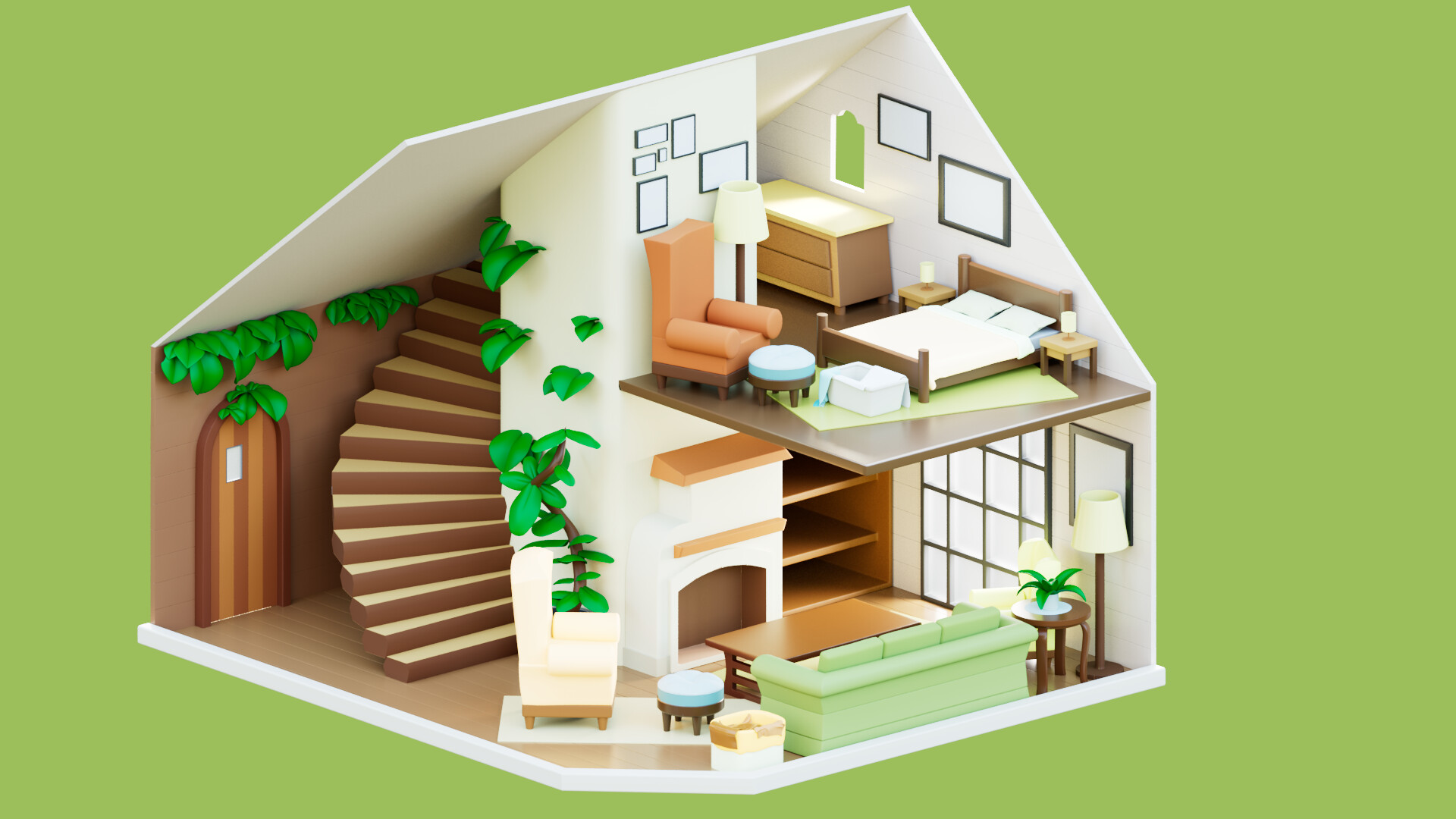 ArtStation - Diorama Cozy Interior House