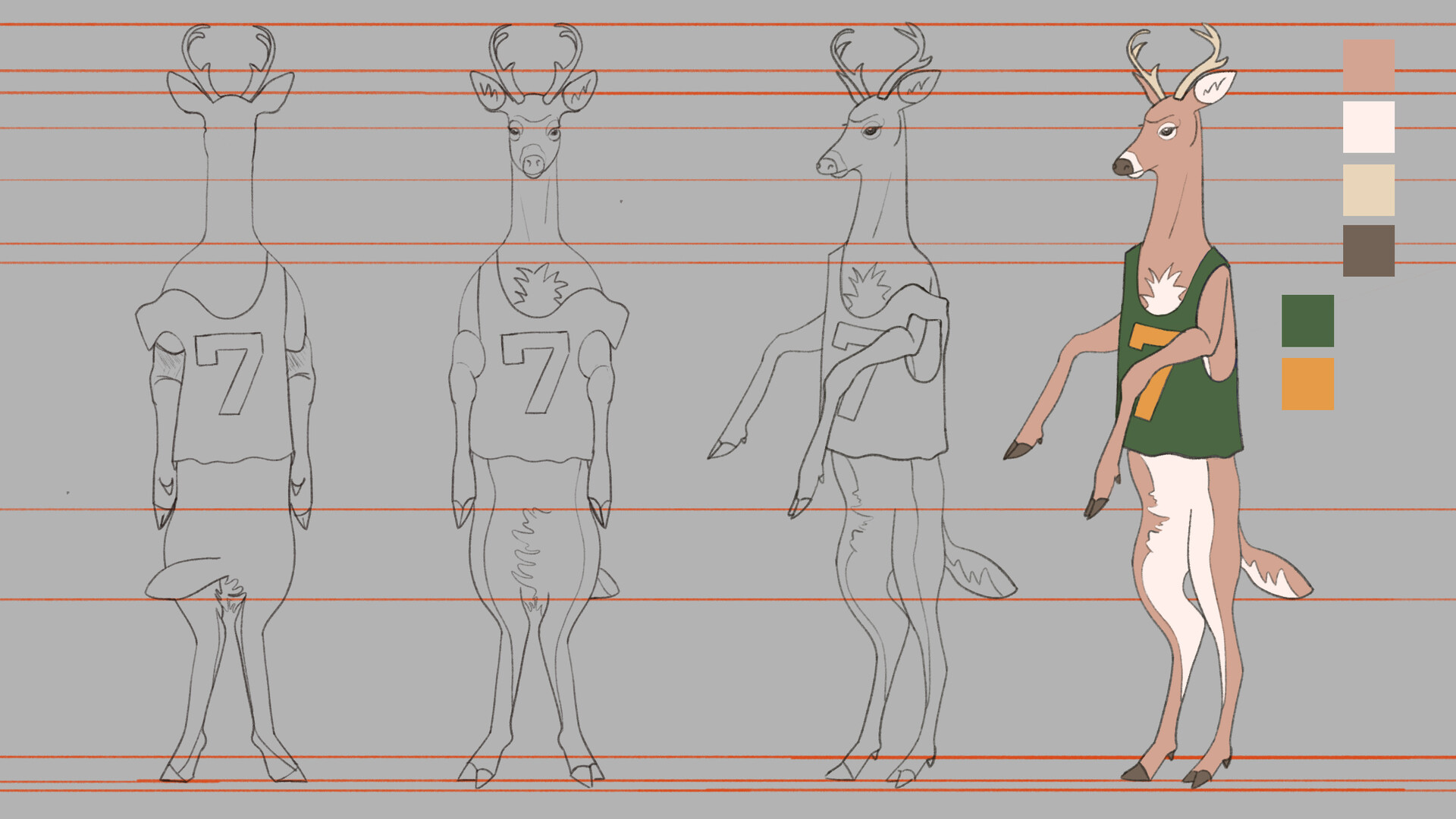ArtStation - Deer plays basketball - Character turnaround