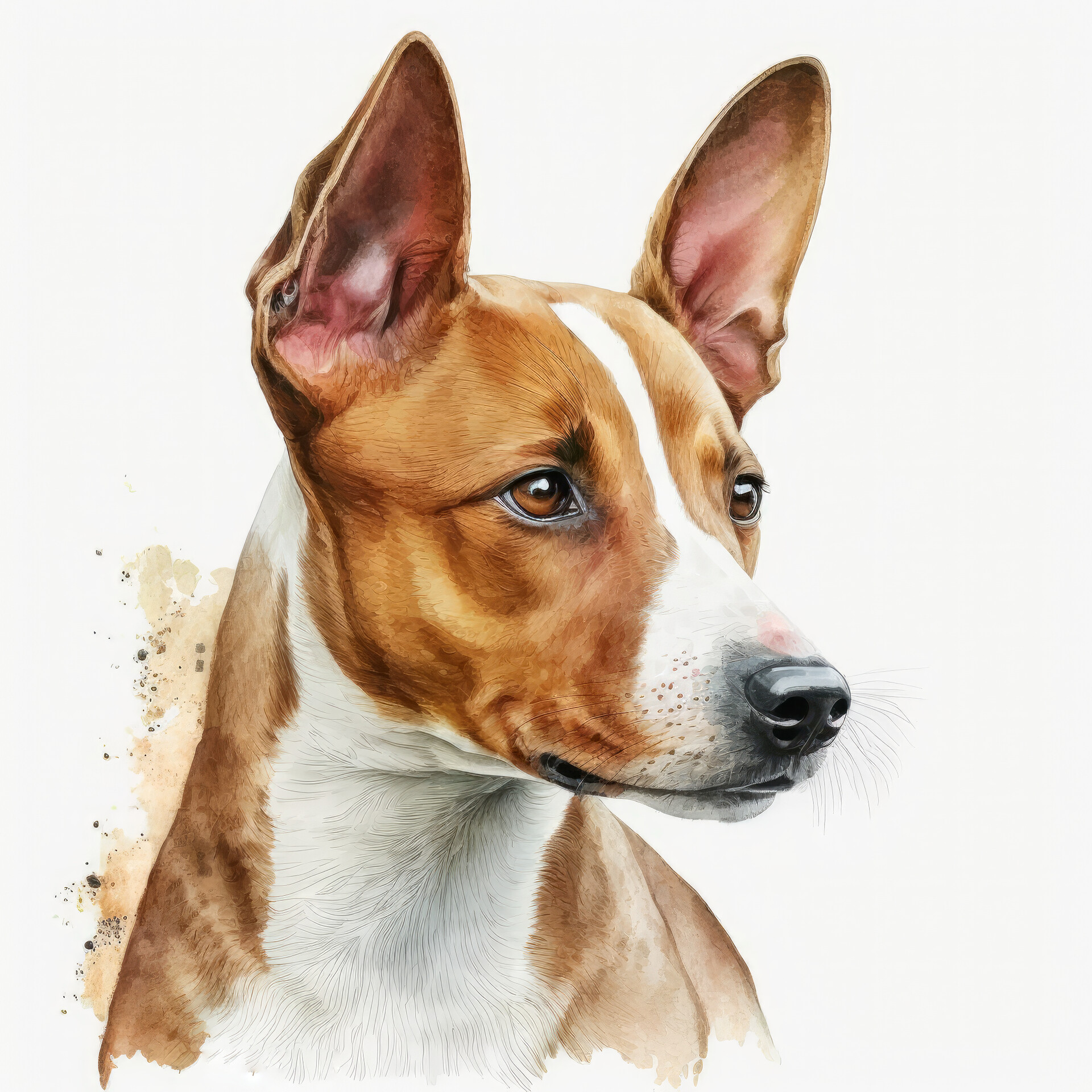 ArtStation - Basenji Dog Portrait Watercolor Painting