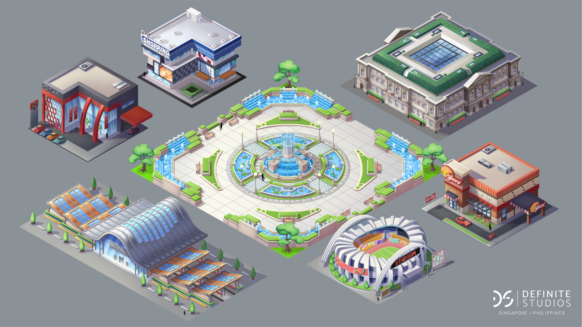 ArtStation - Parks and Landmarks Isometric Art