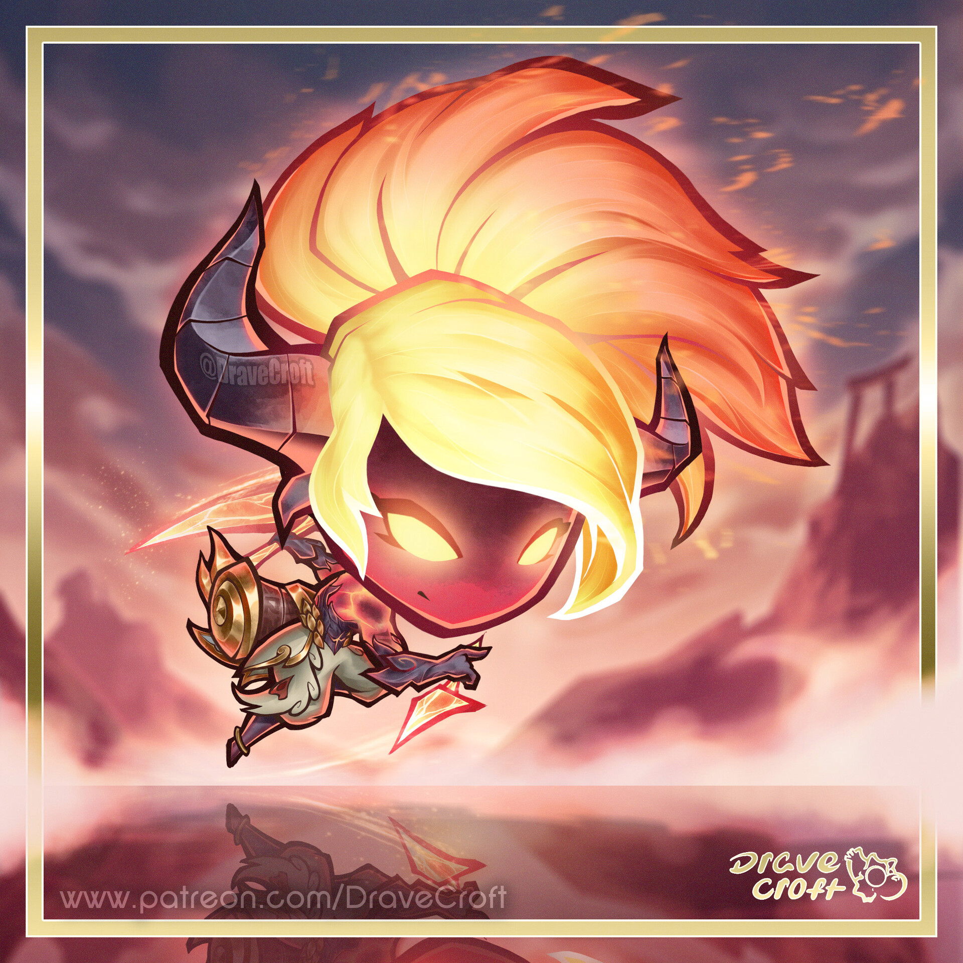 ArtStation - Infernal Akali - League of Legends Chibi Fanart