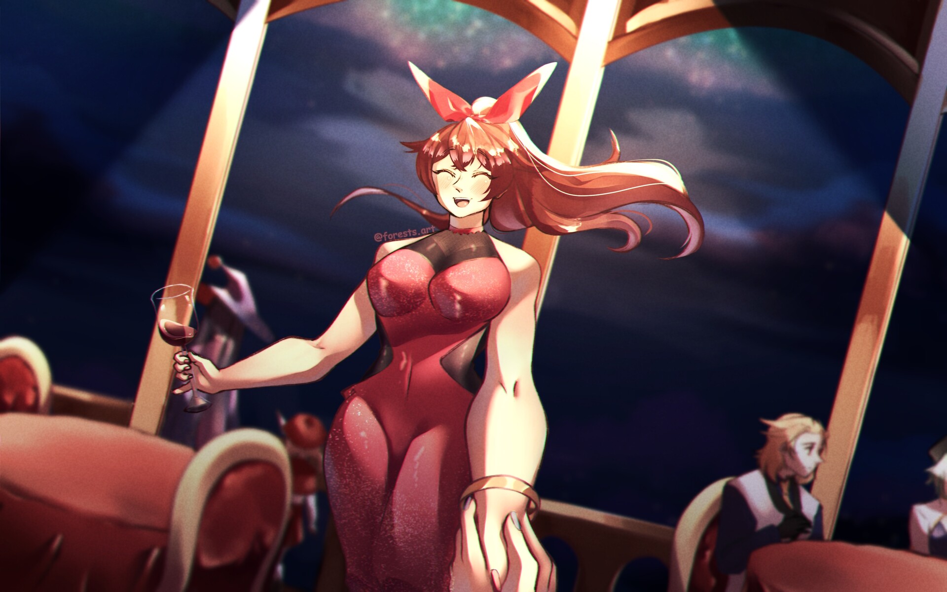 ArtStation - Dinner Party Eula and Amber (Eula POV)