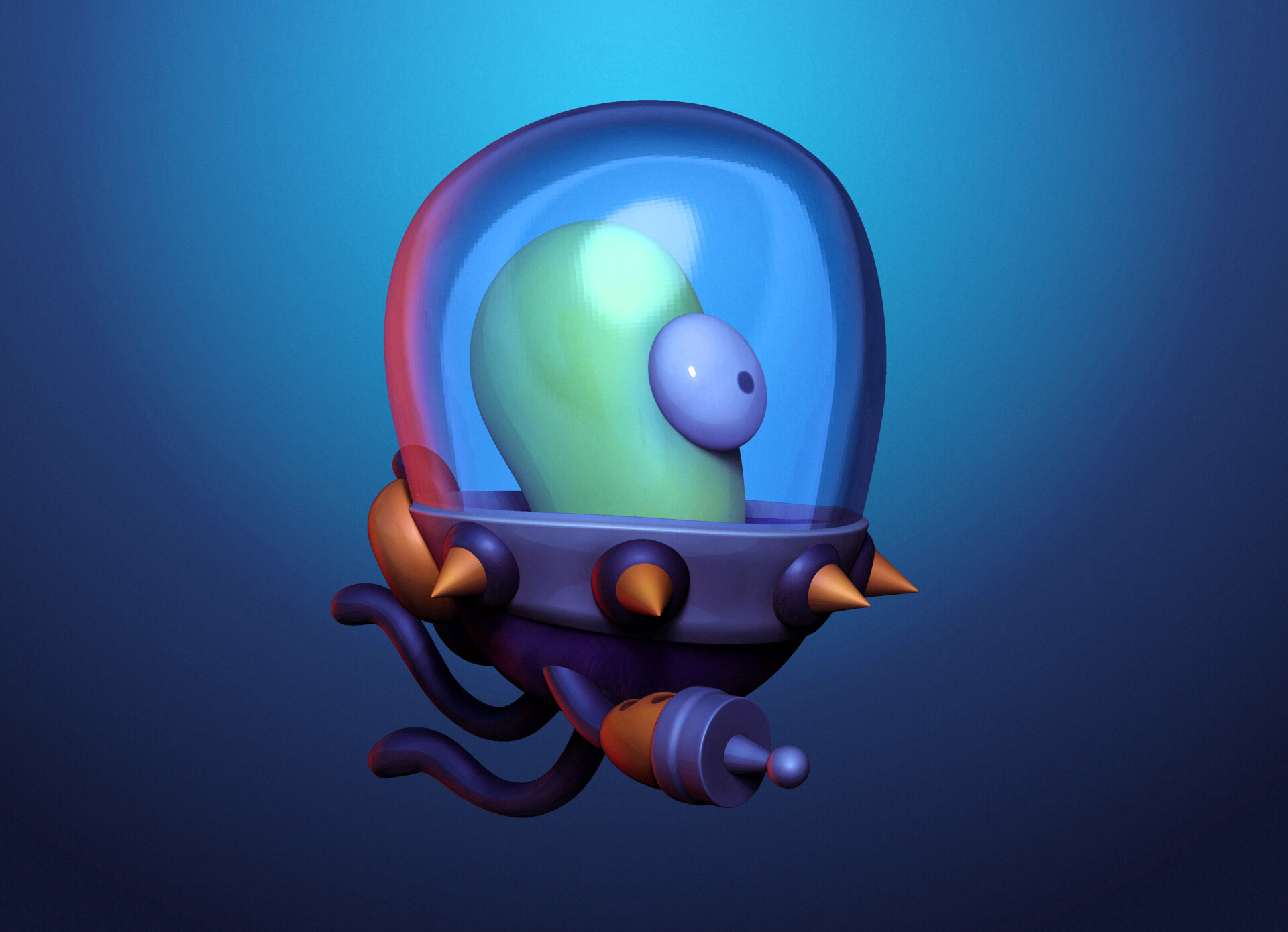 ArtStation - 3D Stylized Alien in His Spacecraft