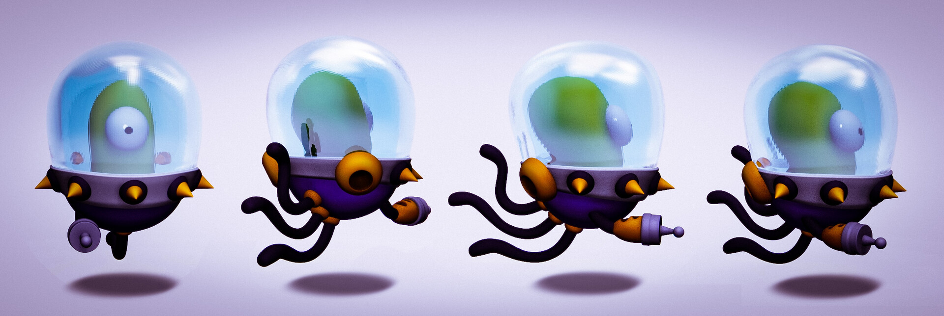 Garry Donzelli Gray - 3D Stylized Alien in His Spacecraft