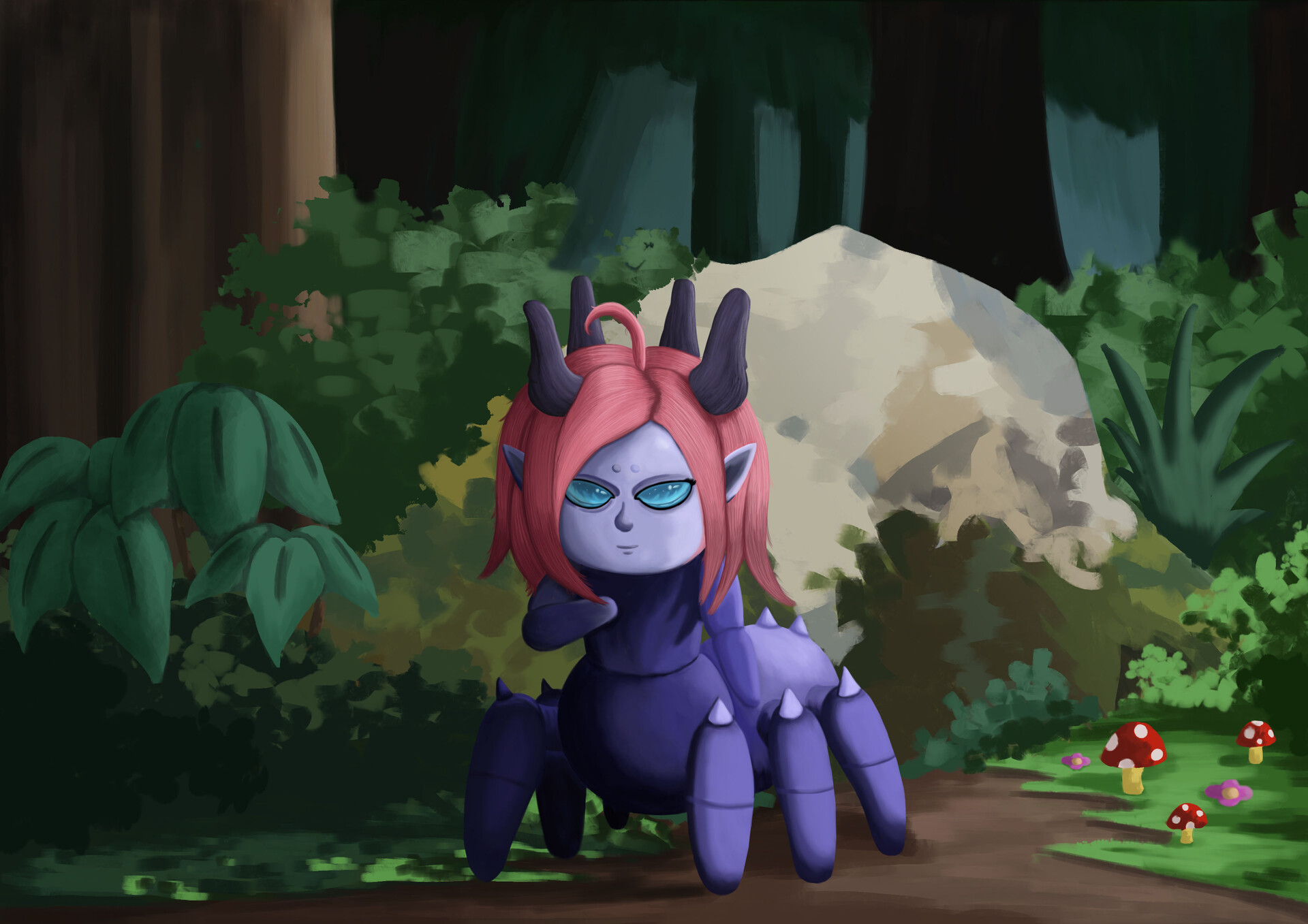 ArtStation - Monster Art illustration(spider queen cute ver)