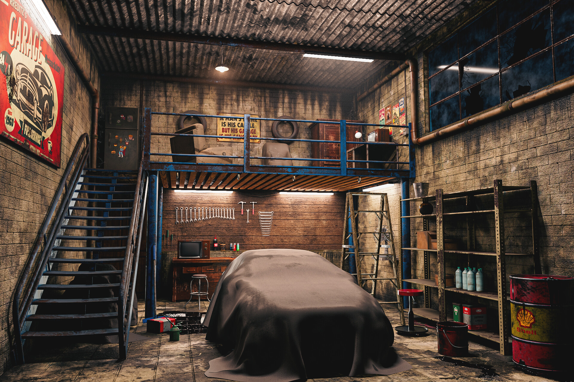 ArtStation - Garage Detailed 3D Scene