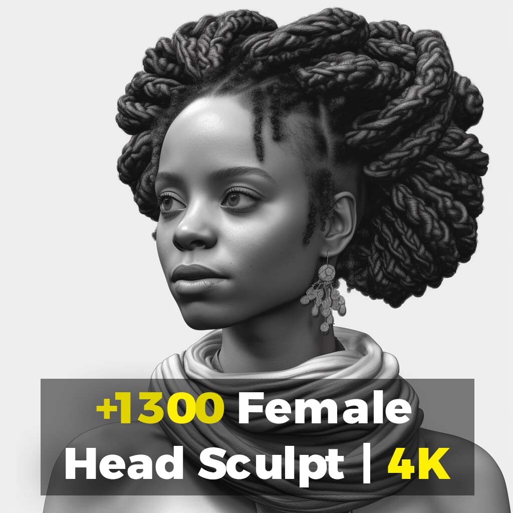 Tika Concept - +1300 Female Head Sculpt (4k) | Vol_01