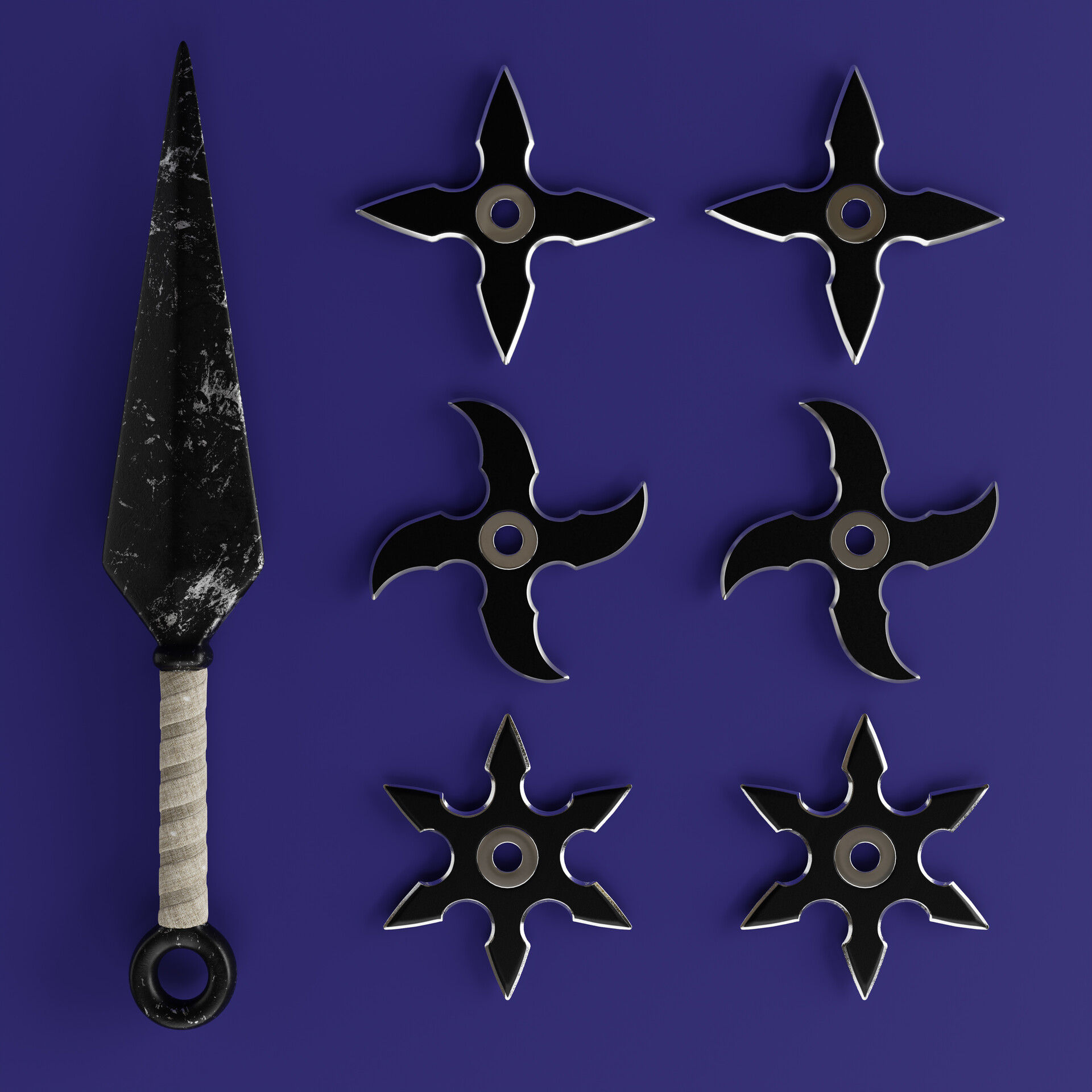 ArtStation - Ninja tools Kunai and Ninja Stars