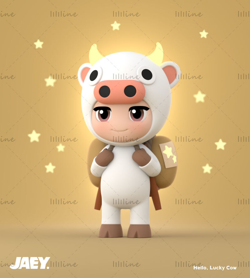ArtStation - Hello Lucky Cow, 3d character, Chibi modeling