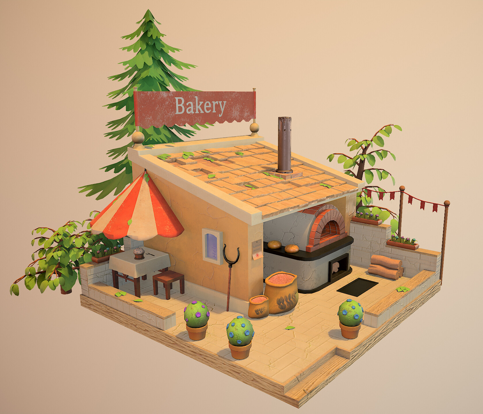 ArtStation - Village bakery 3D lowpoly model