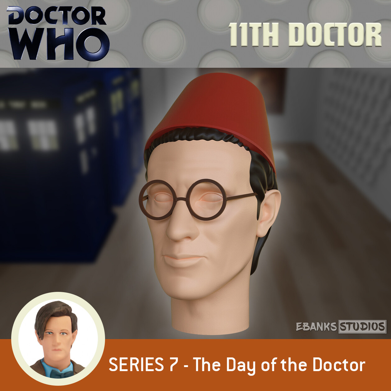 ArtStation - 11th Doctor (50th Fez) - Custom Doctor Who Figure Head
