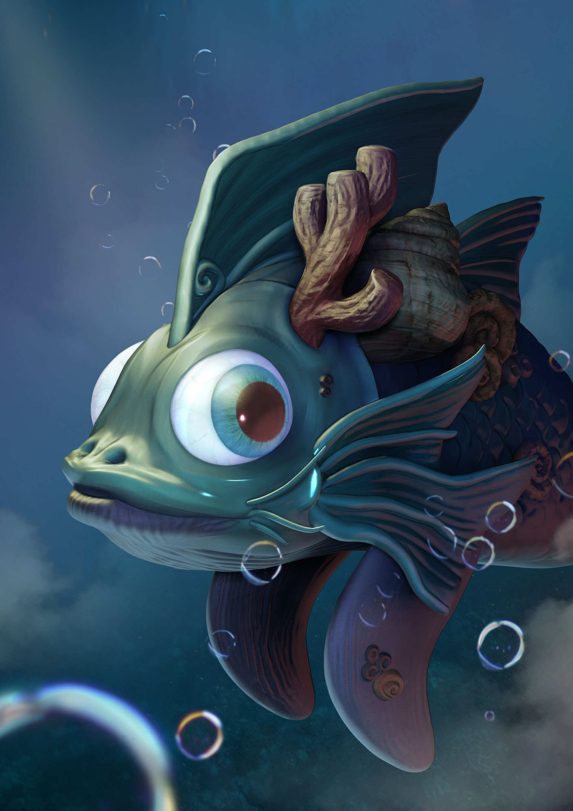 ArtStation - Goldfish Monster Art (ZBrush Illustration)