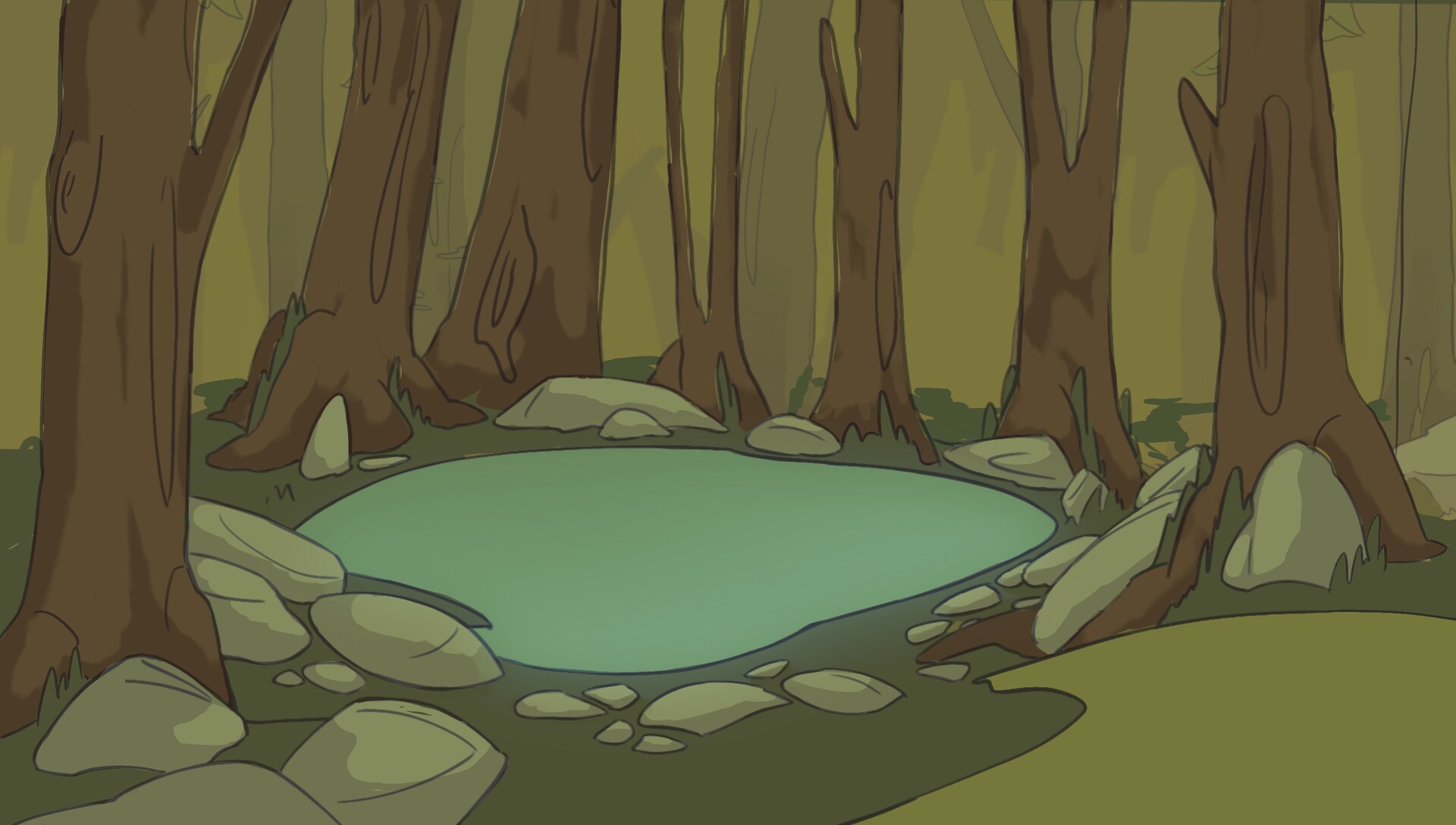 ArtStation - “The Magic Lake” Caverns Animation Project Background ...