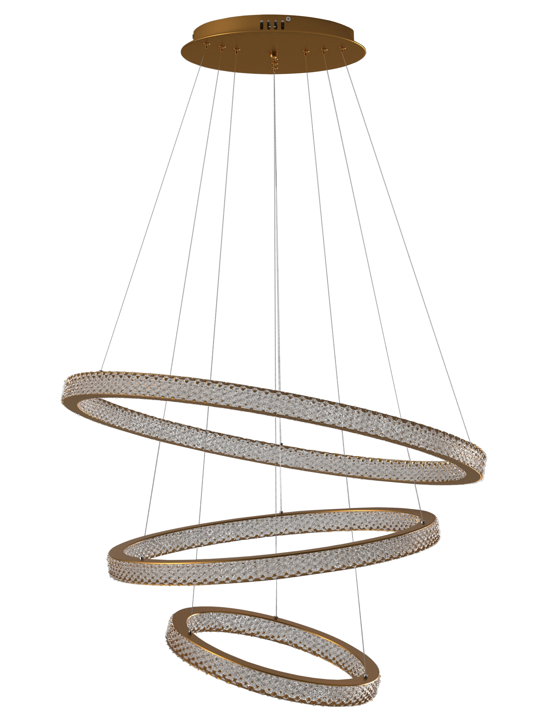 ArtStation - Chandelier Crystal LED 3 Rings Pendant Light
