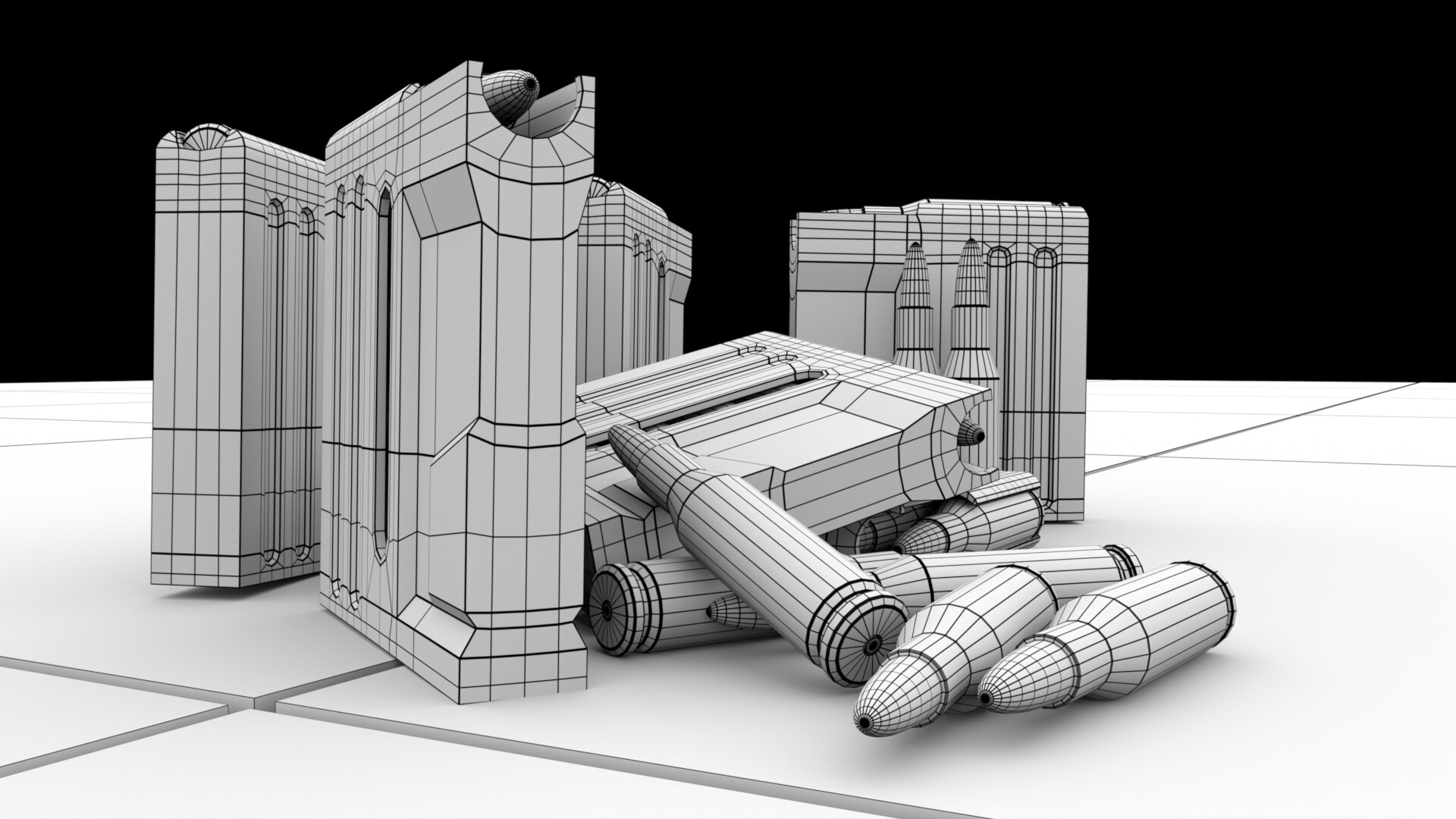 ArtStation - Sci-fi Mag with Bullets in wireframe