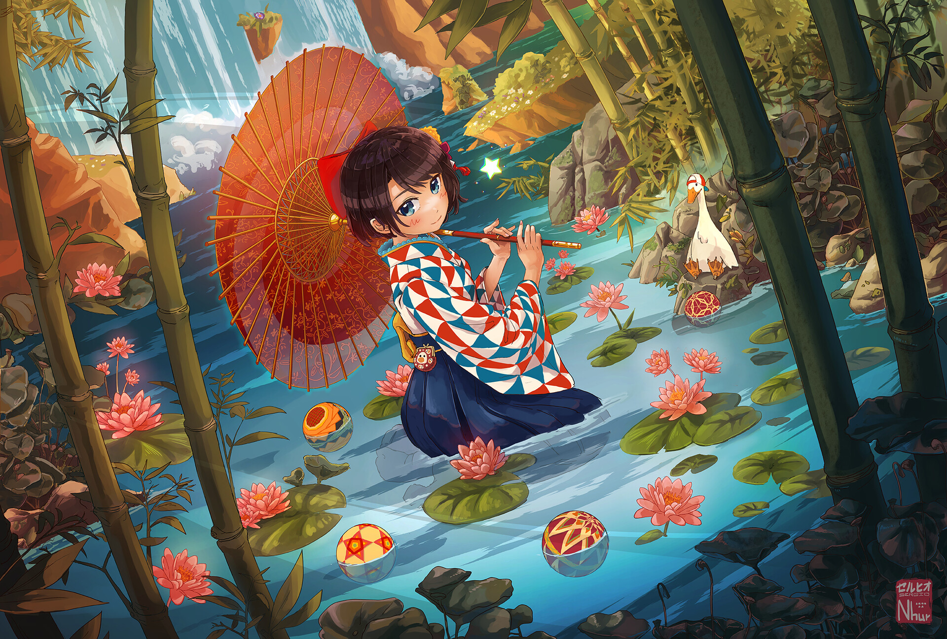 ArtStation - Subaru with and Umbrella