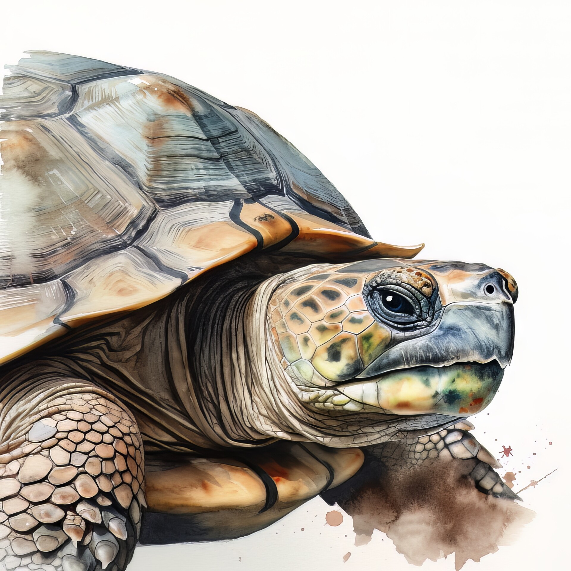 ArtStation - Tortoise Animal Portrait Watercolor Painting
