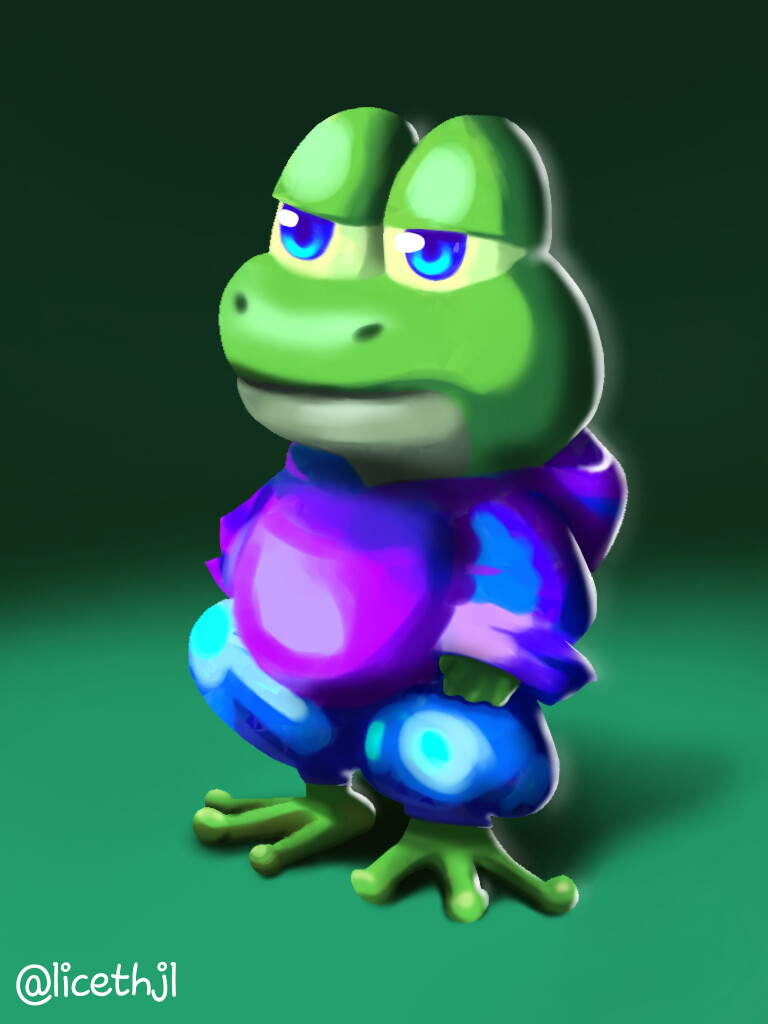 ArtStation - Froggy wearing a hoodie