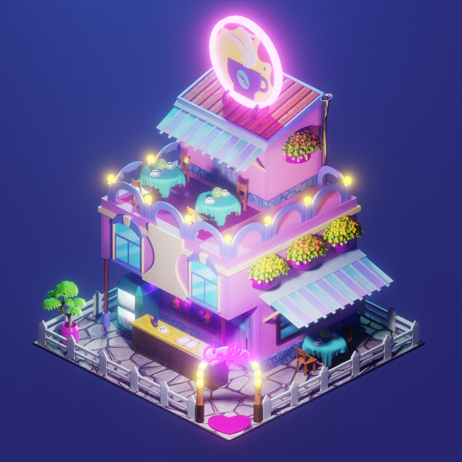 ArtStation - cafetería nocturna