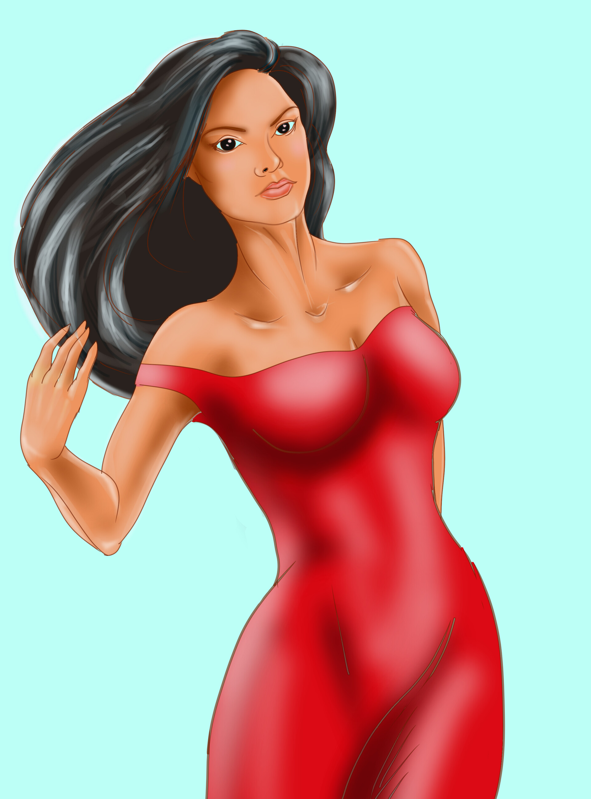 ArtStation - Lady in red