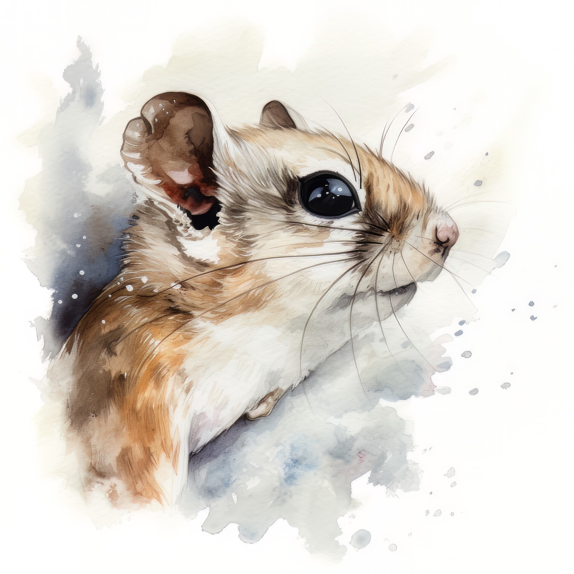ArtStation - Flying Squirrel Animal Portrait Watercolor Painting