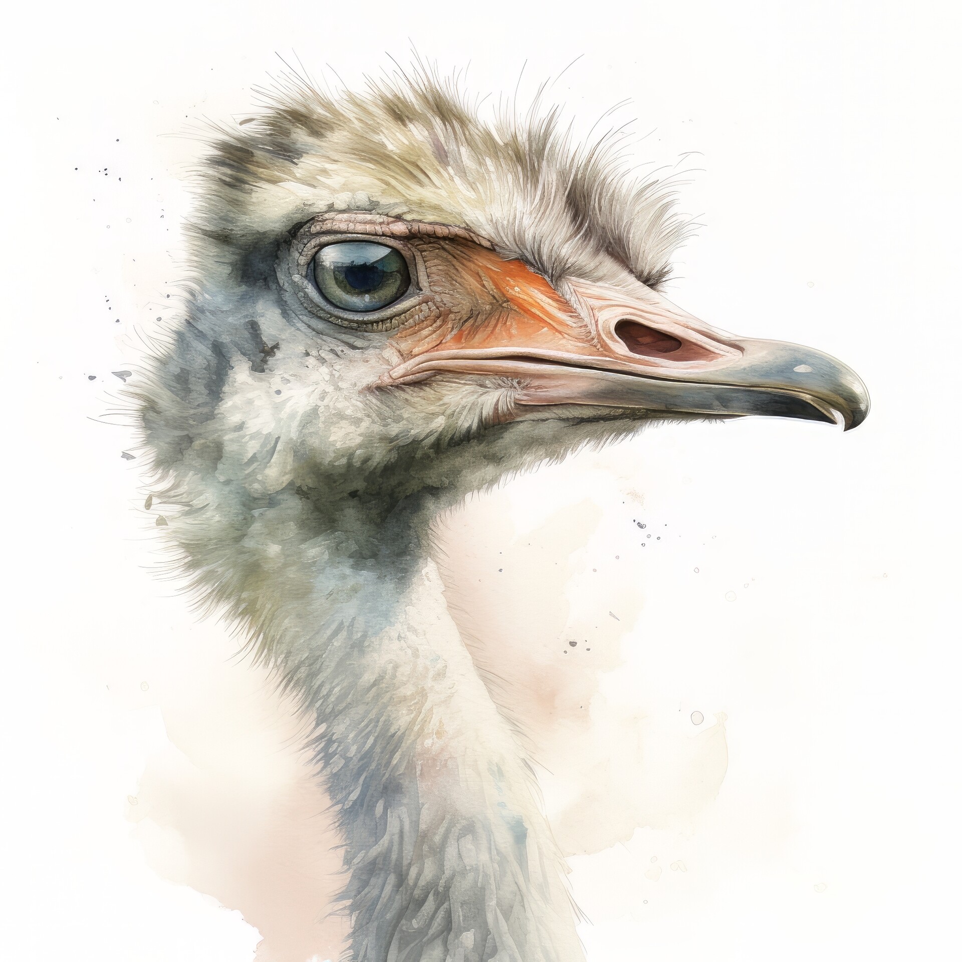 ArtStation - Ostrich Animal Portrait Watercolor Painting