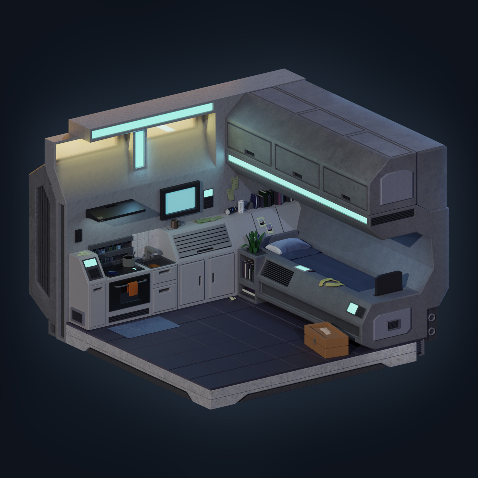 ArtStation - Futuristic micro apartment