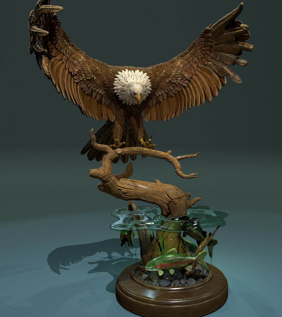 ArtStation - Eagle wooden statue